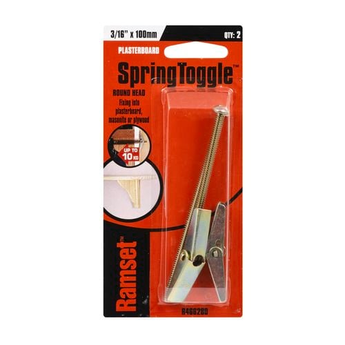 Ramset 3 / 16" x 100mm Round Head Spring Toggle - 2 Pack - Bunnings Australia