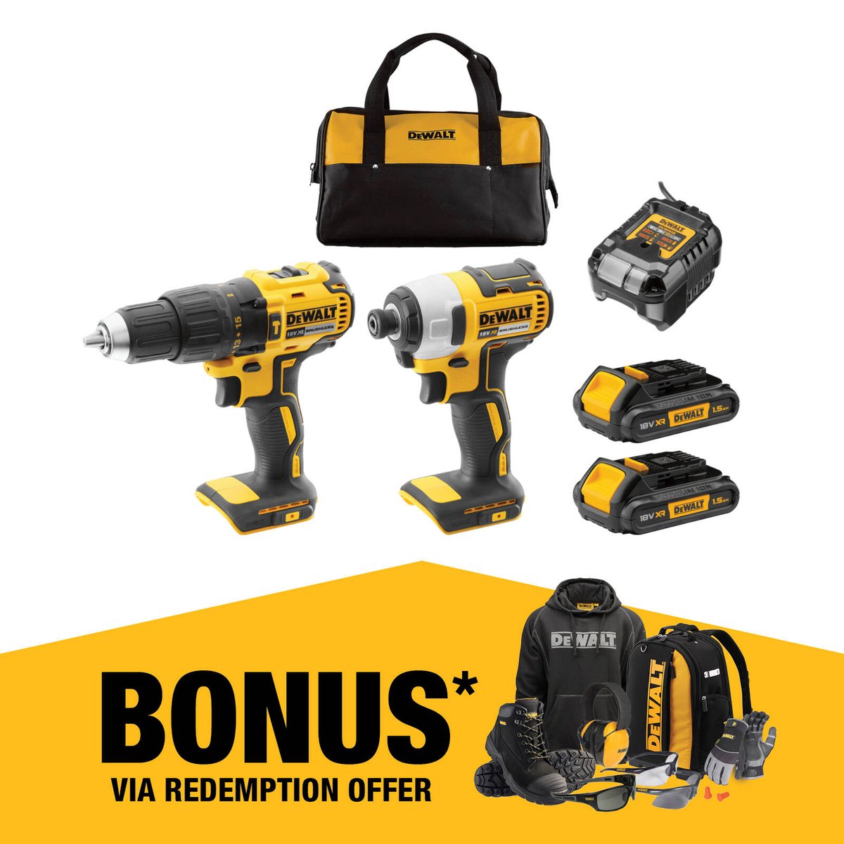 DeWALT 2 Piece 18V Brushless Combo Kit - Bunnings Australia
