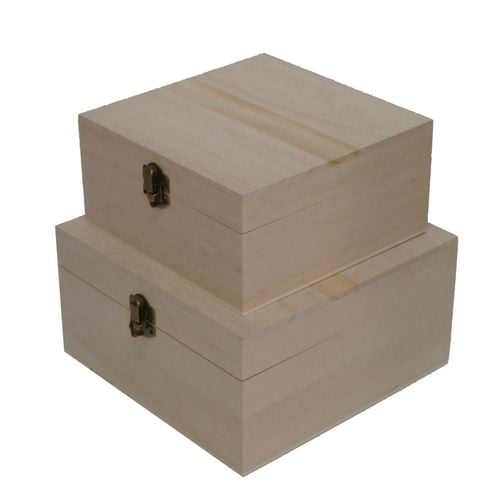 Boyle Wood Square Box With Catch - Set of 2 - Bunnings Australia