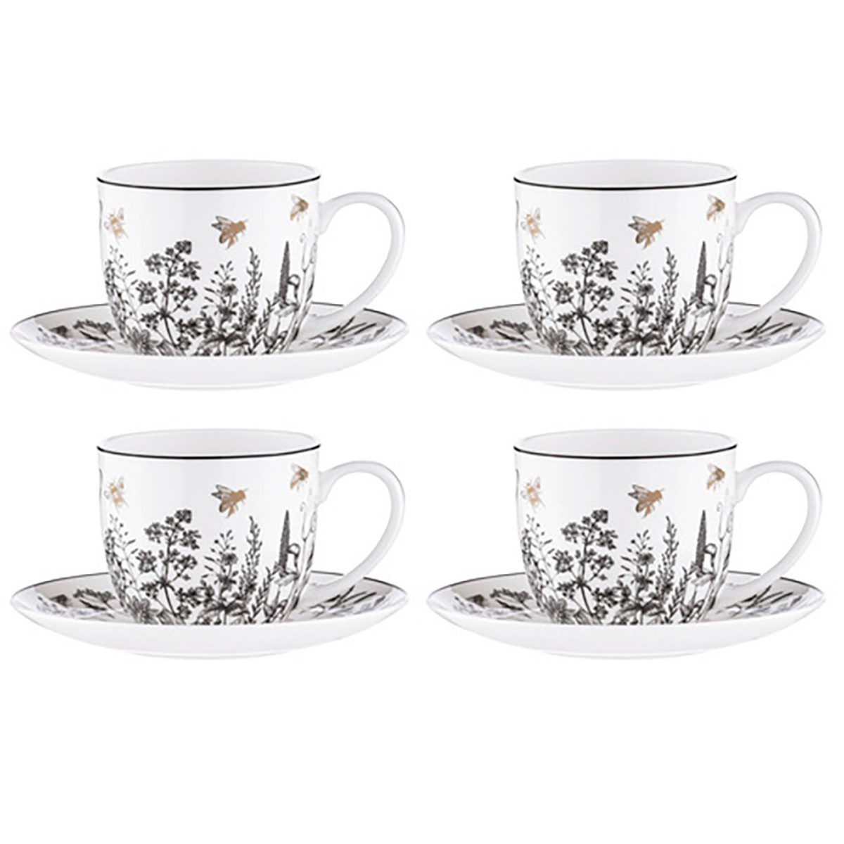 4pc Ashdene Queen Bee Tea/Coffee Cup & Saucer Set - Bunnings Australia