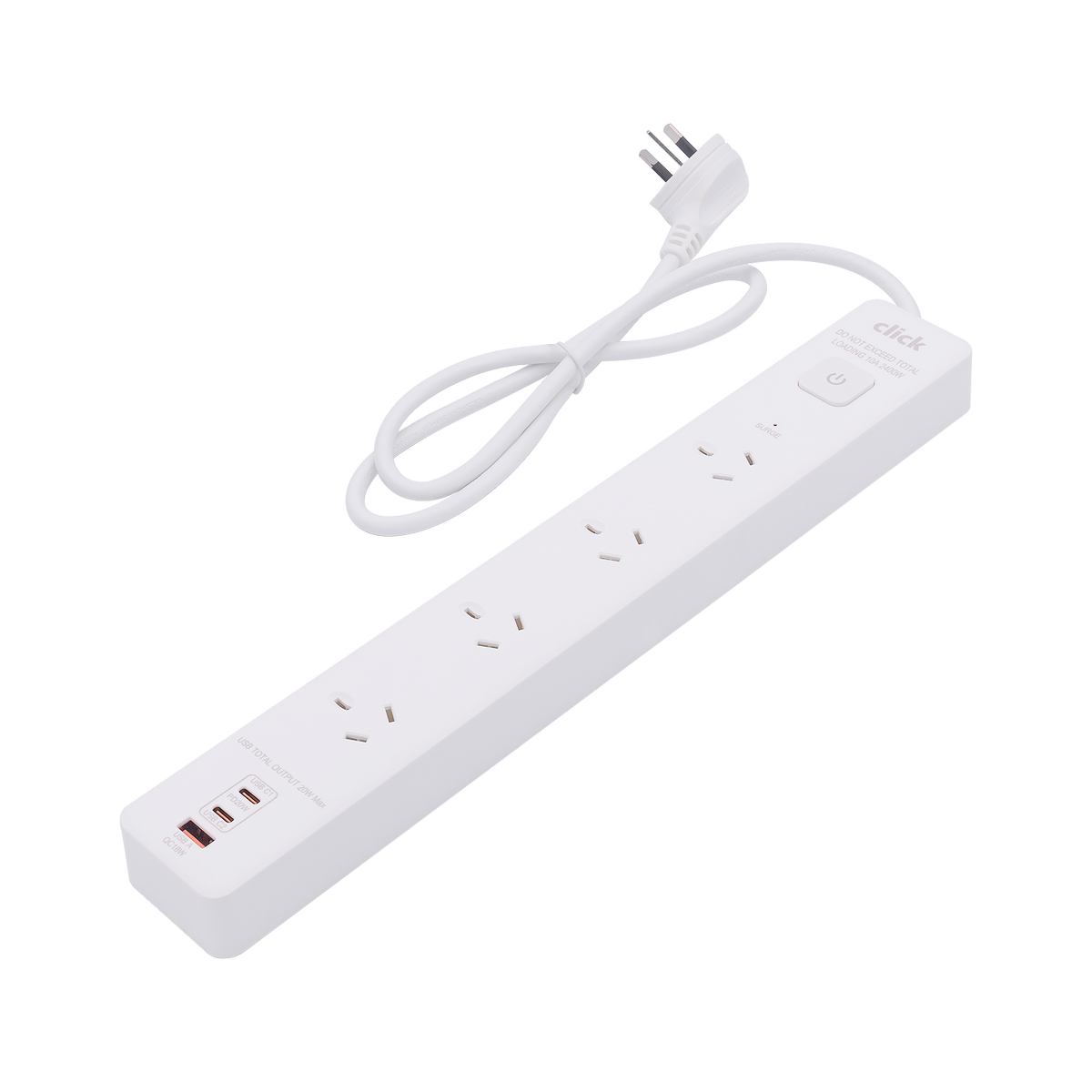 Click 4 Outlet Power Board with PD20W USB Charger - Bunnings Australia