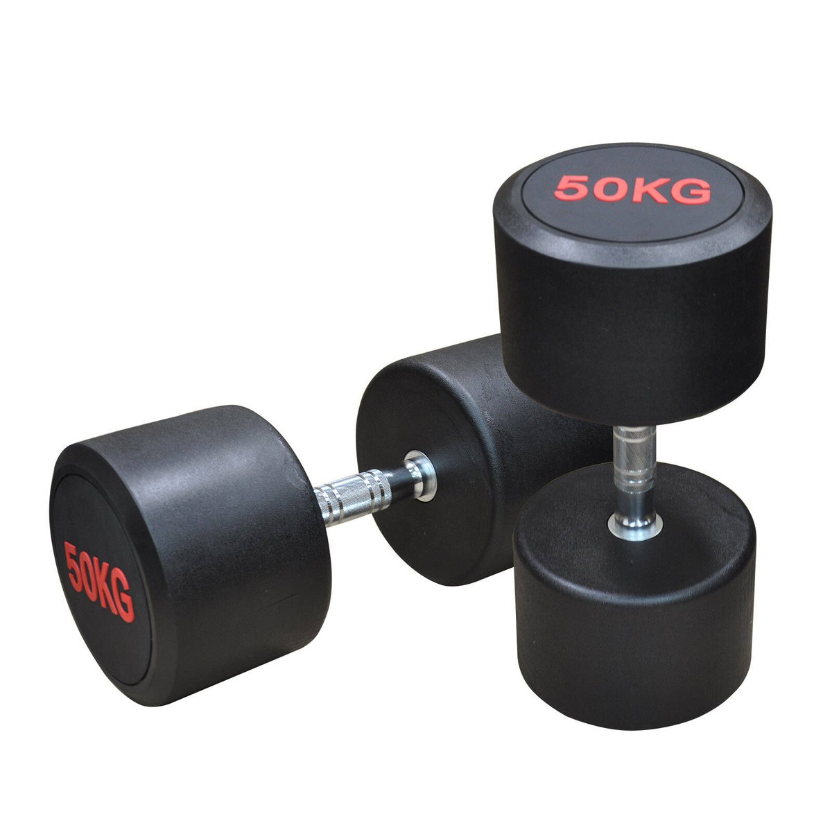 2 Pack of 50kg Commercial Grade Rubber Coated Dumbbell Hand Weight Total 100kg - Bunnings Australia