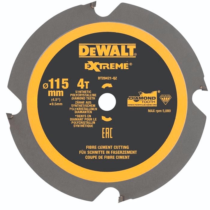 DeWALT 115mm x 4T Extreme PCD Fibre Cement Sheet Circular Saw Blade Bunnings Australia