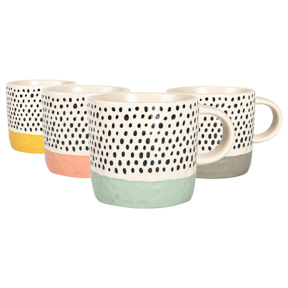Nicola Spring 4pc Dipped Spot Stoneware Coffee Mugs Set - 385ml ...