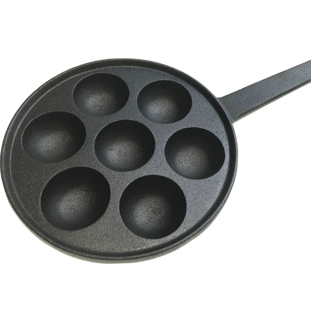 7 Hole Dimple Cast Iron Poffertjes Mini Pancake Handle Maker - Bunnings ...