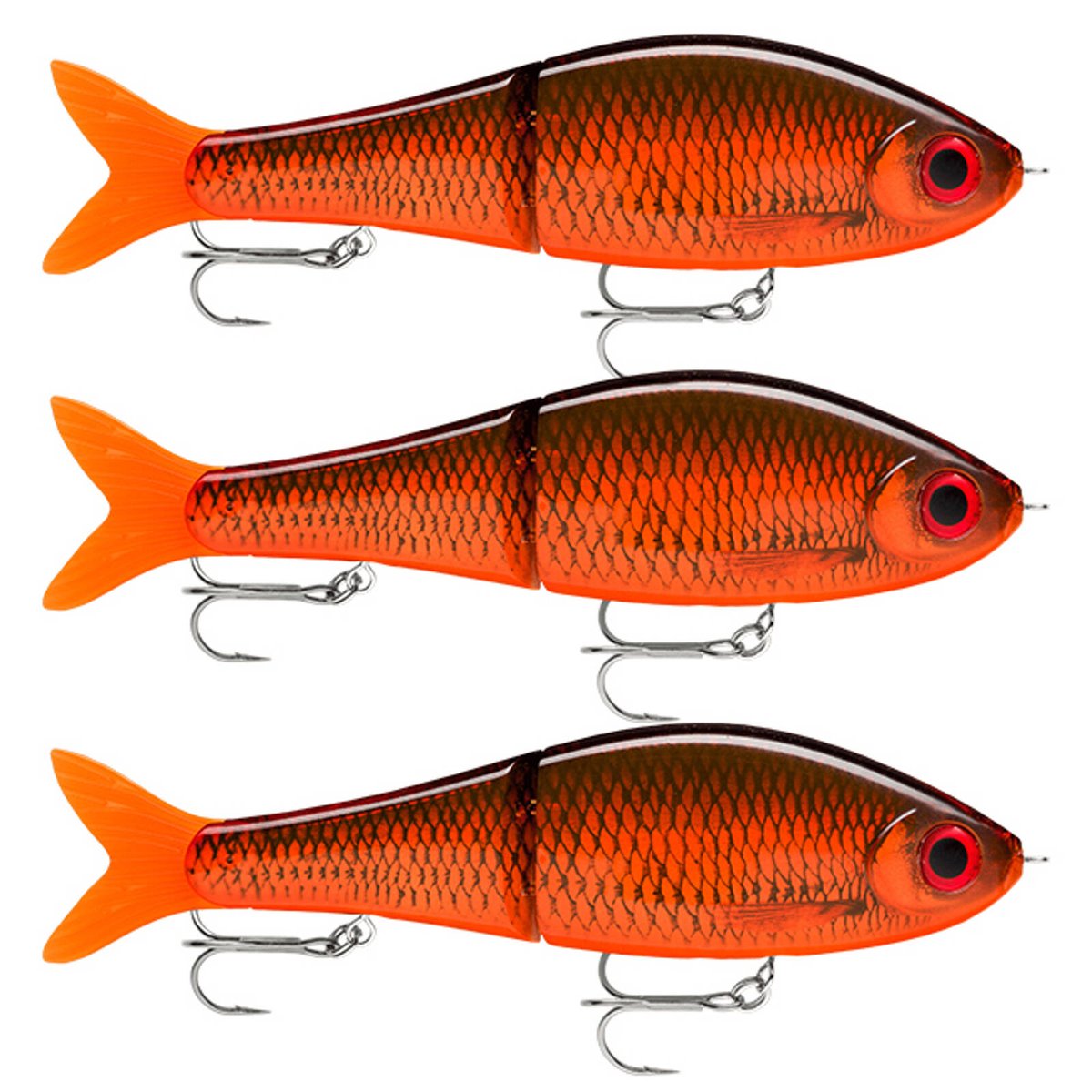 3x Rapala Super Shadow Rap Glide 11cm Jointed Swimbait Lures - Lava ...