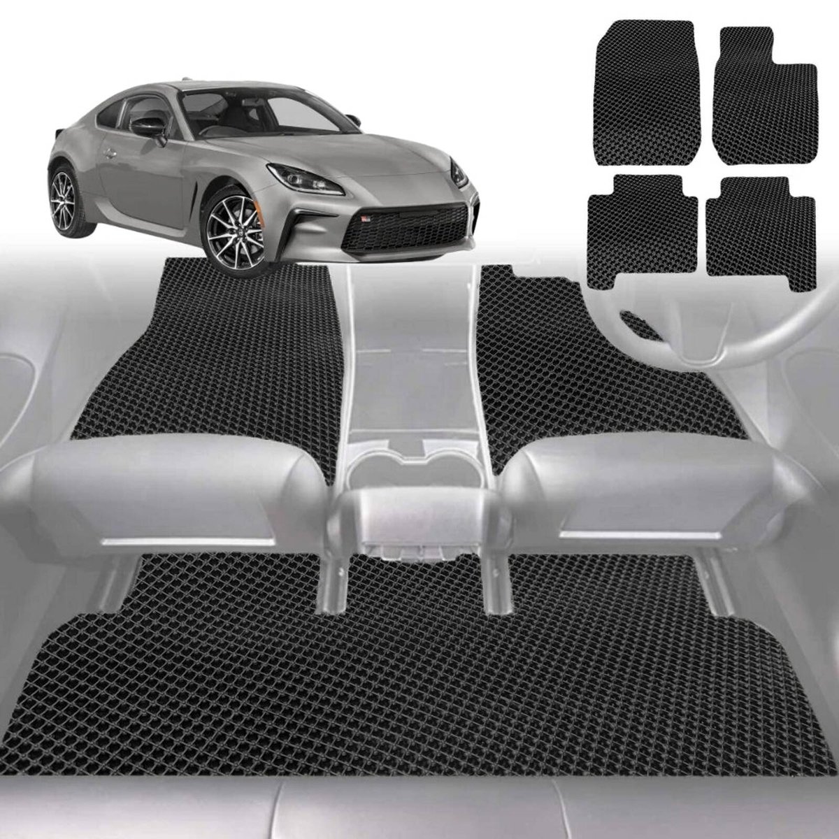6D Diamond Car Floor Mats for Toyota GR86 2022-Current-Full Set-Black ...