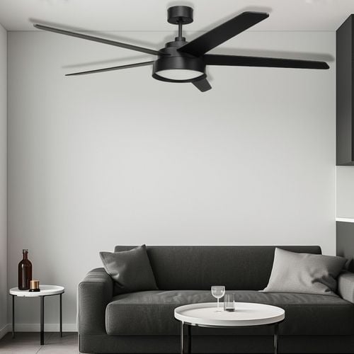 Brilliant 168cm Matte Black X Large 5 Blade Compass LED Light DC ...