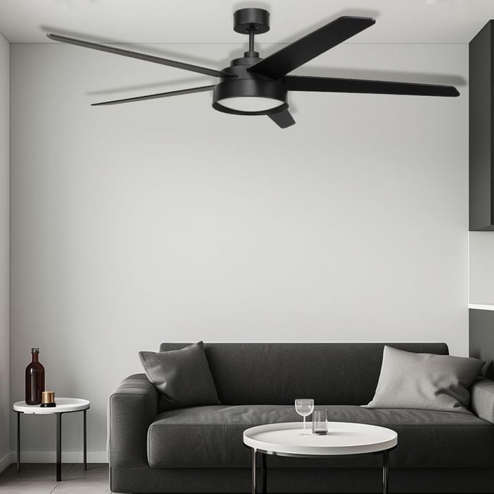 Brilliant 168cm Matte Black X Large 5 Blade Compass LED Light DC ...