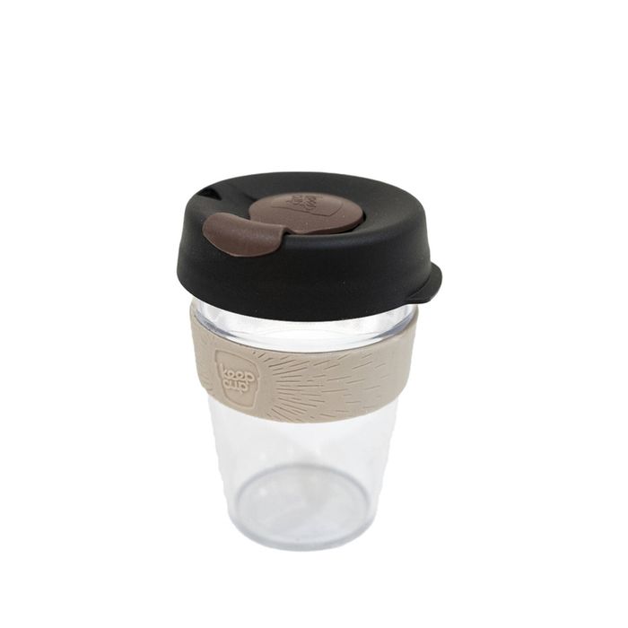 KeepCup Original Clear 340ml Tritan Cup w/ Black Lid/Brown Plug ...