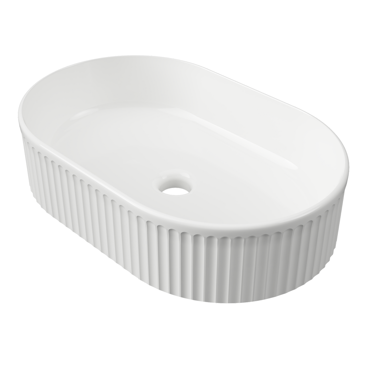 New England Joinery 490mm White Gloss Oval Flute Basin - White Gloss ...