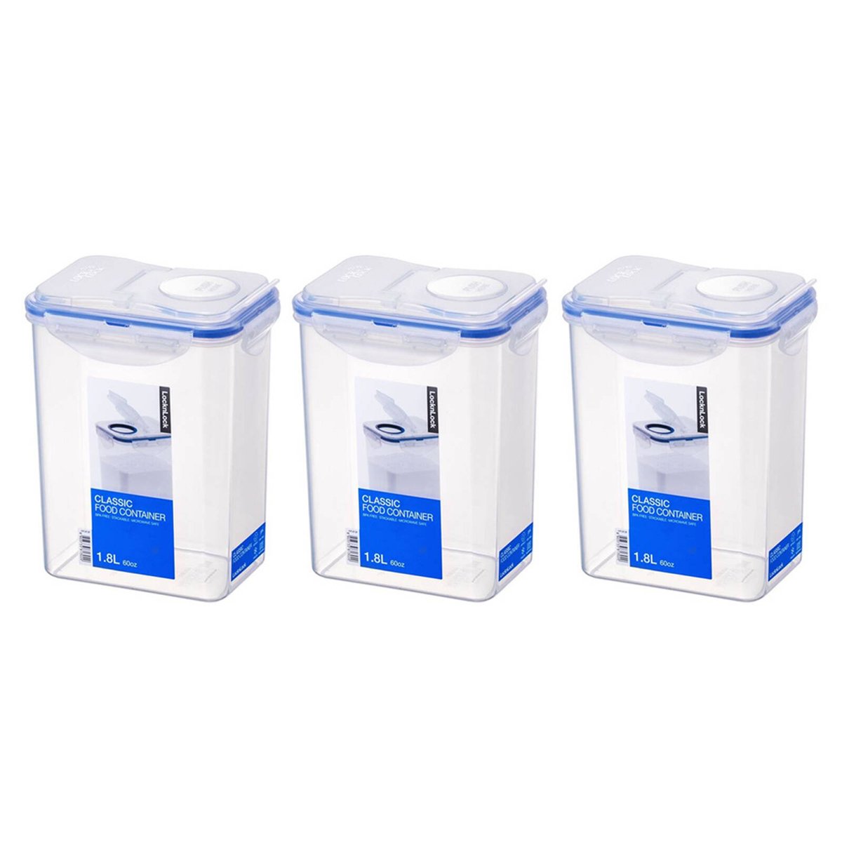 3x LocknLock Classic Stacking Food Grade Storage Container w/Pour Lid 1 ...