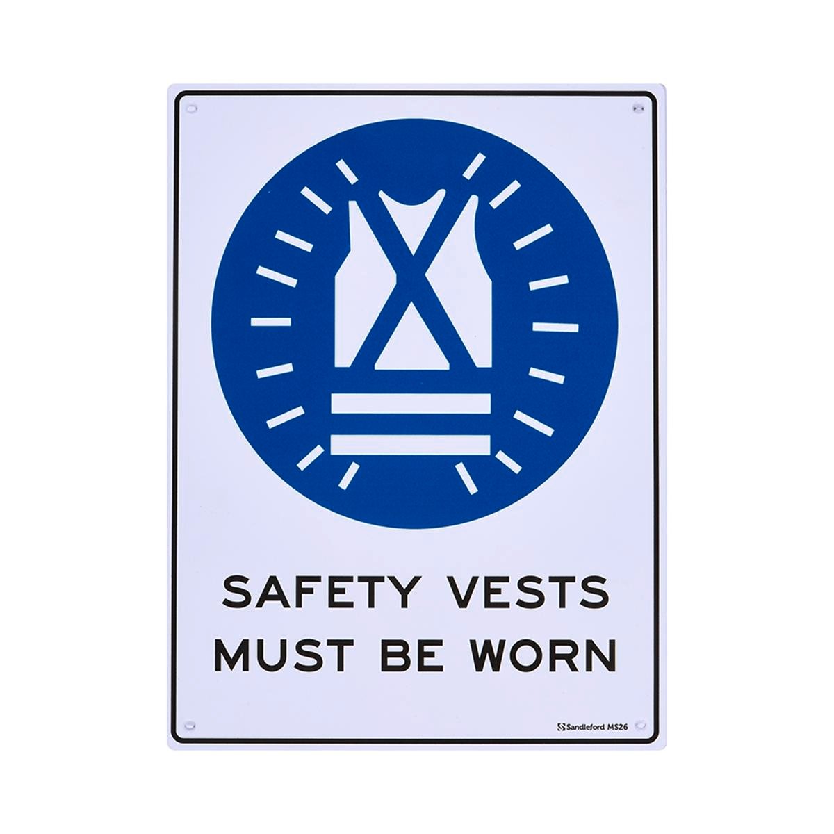 Sandleford 300 x 225mm Safety Vests Must Be Worn Plastic Sign ...