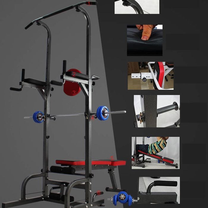 Fitness Master Gym Bench Foldable Dip Tower Bar Chin Push Pull Up Bench ...