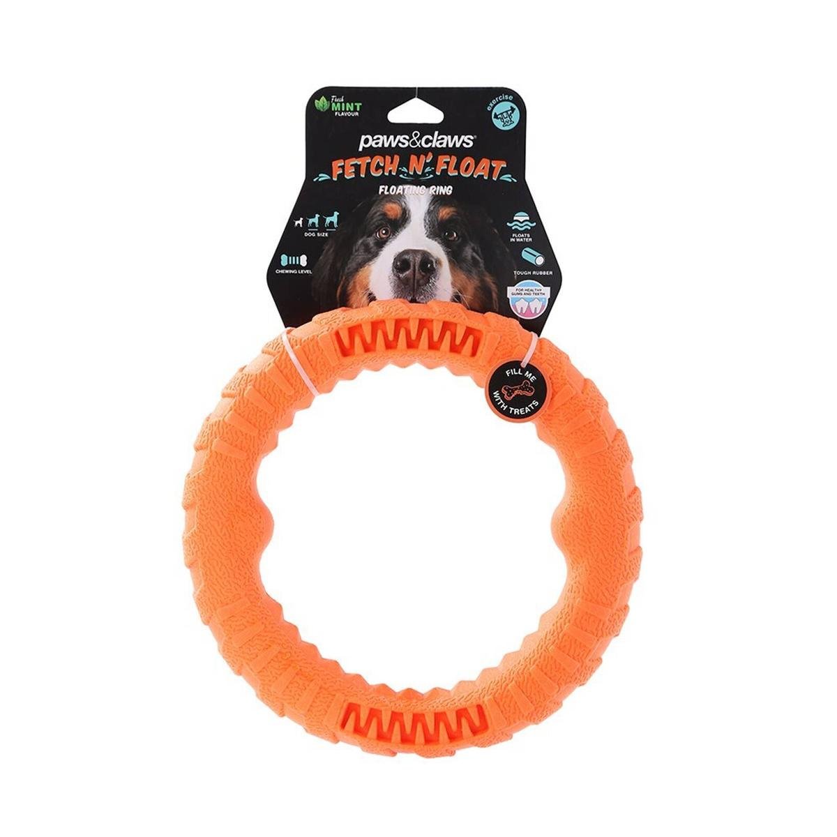 Paws & Claws Fetch N' Play Tugger Pet Dog Ring L 24cm Orange - Bunnings ...