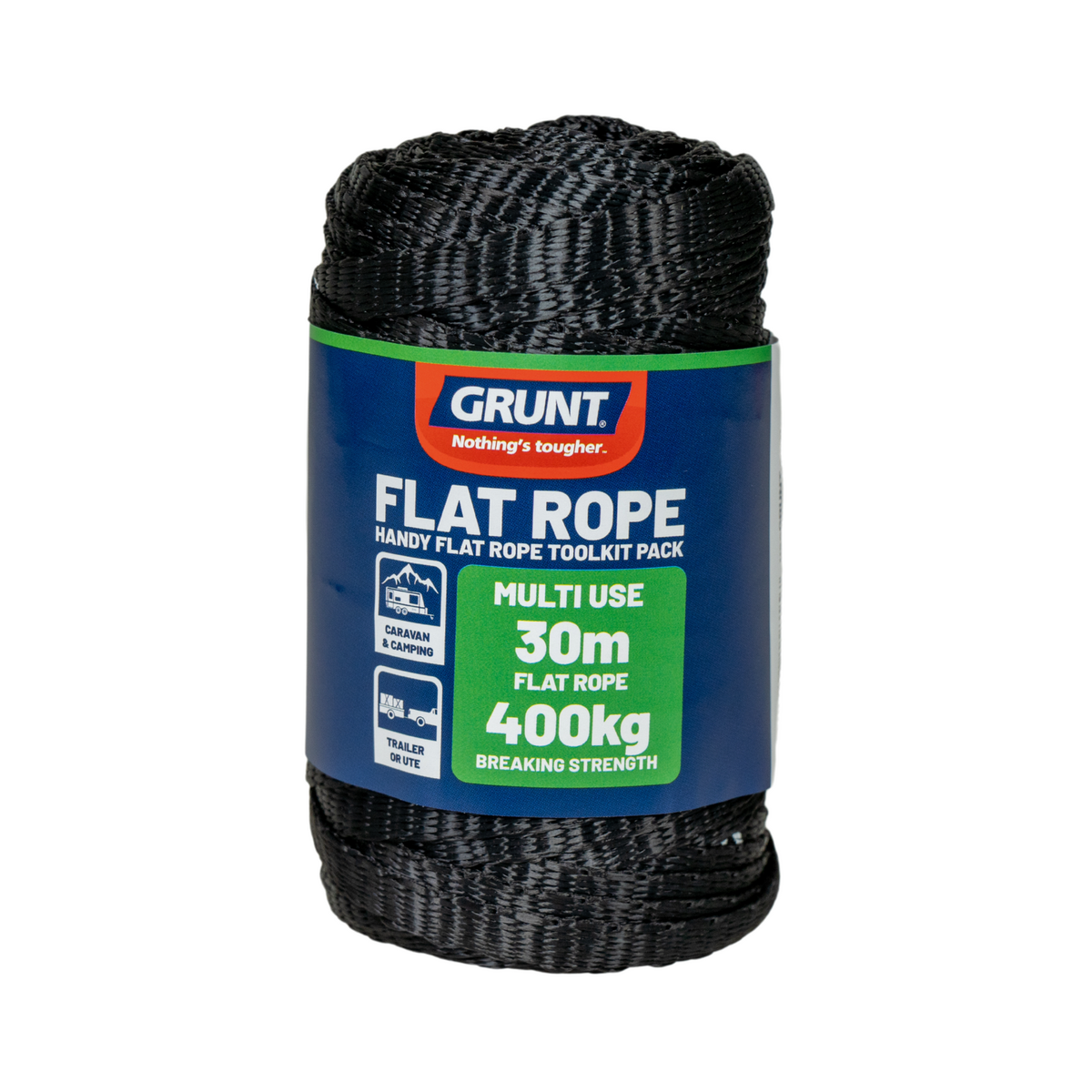 GRUNT 30m Black Flat Rope Refill Roll - Bunnings Australia