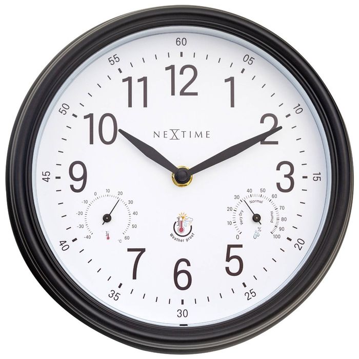 NeXtime Jasmine Weatherproof Outdoor 23.5cm Wall Clock - Black/White ...