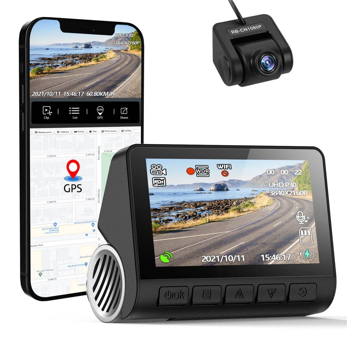 4K UHD In Car DVR Crash Camera Recorder 3" LCD GPS WiFi - Bunnings ...