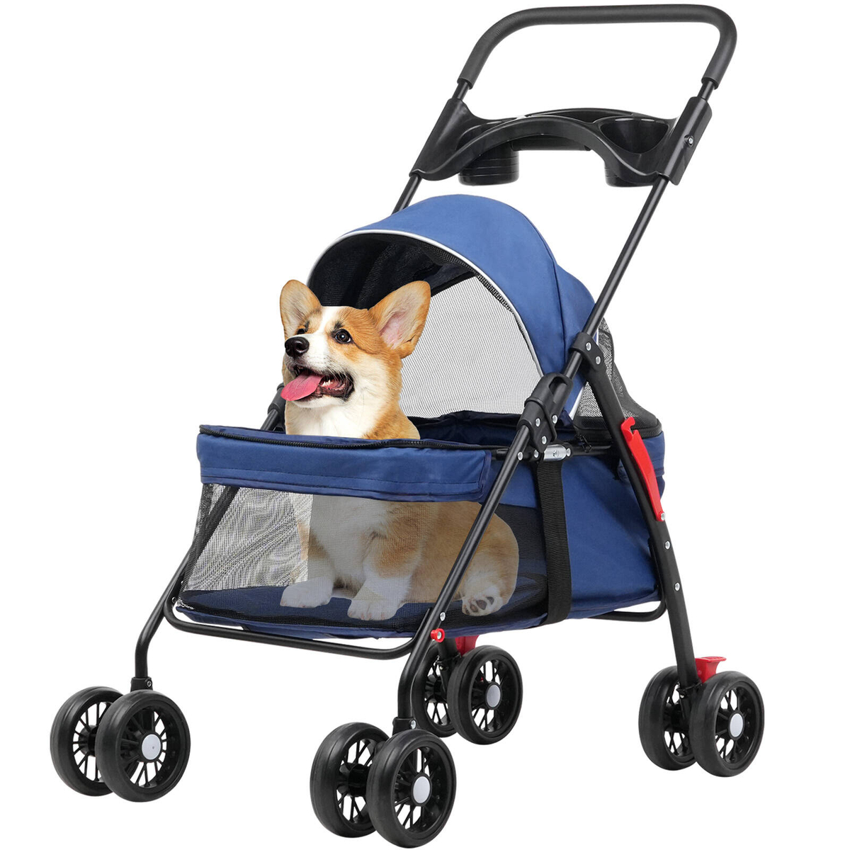 Advwin Large Pet Stroller Dog Cat Carrier Travel Pushchair Foldable ...