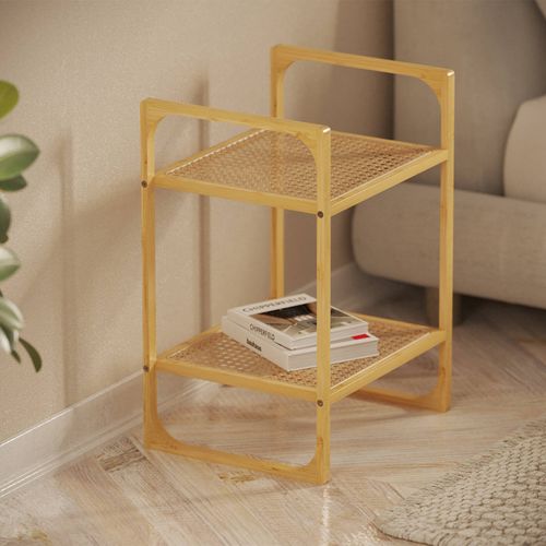 Flexi Storage Living Bamboo & Rattan 2 Tier Side Table - Bunnings New ...