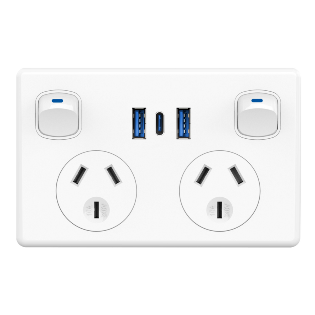 Jackson White USB-A x 2, USB-C x 1 PD30W Double Powerpoint - Bunnings ...