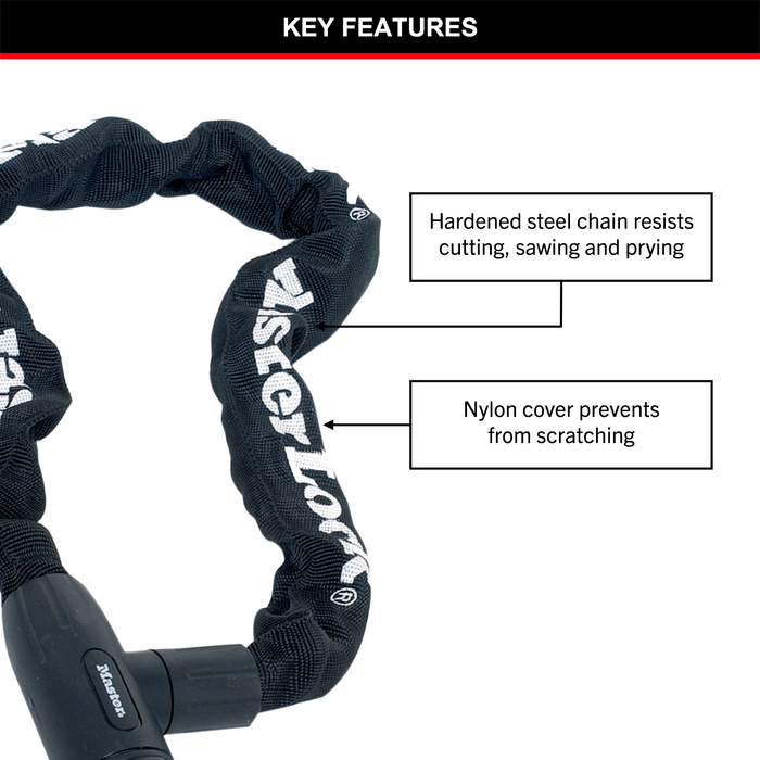 Master Lock 8mm x 0.9m Covered Chain With Integrated Key Lock ...