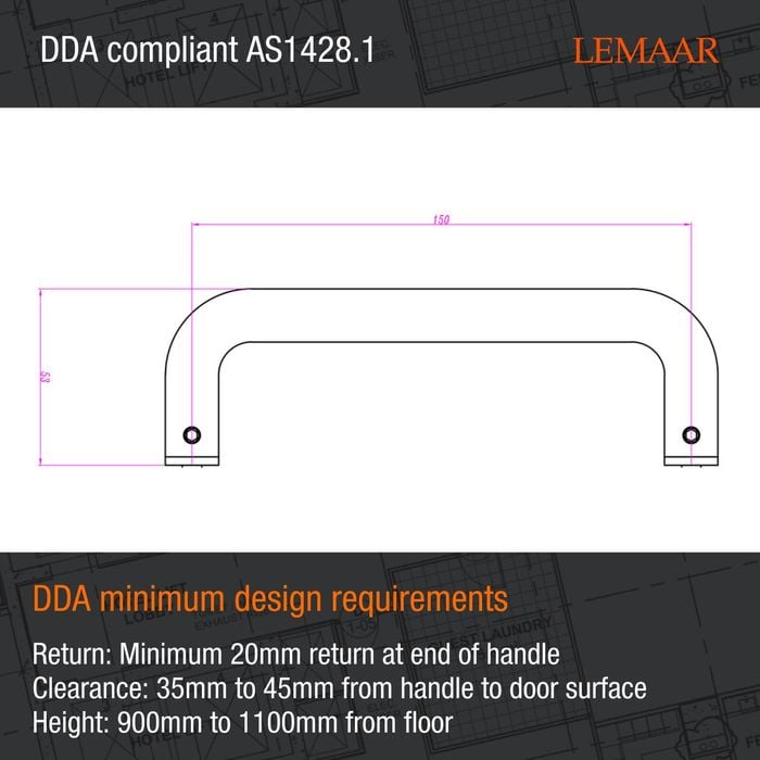 Lemaar DDA D Pull 150 X 16MM Back to Back Polished Stainless Steel ...