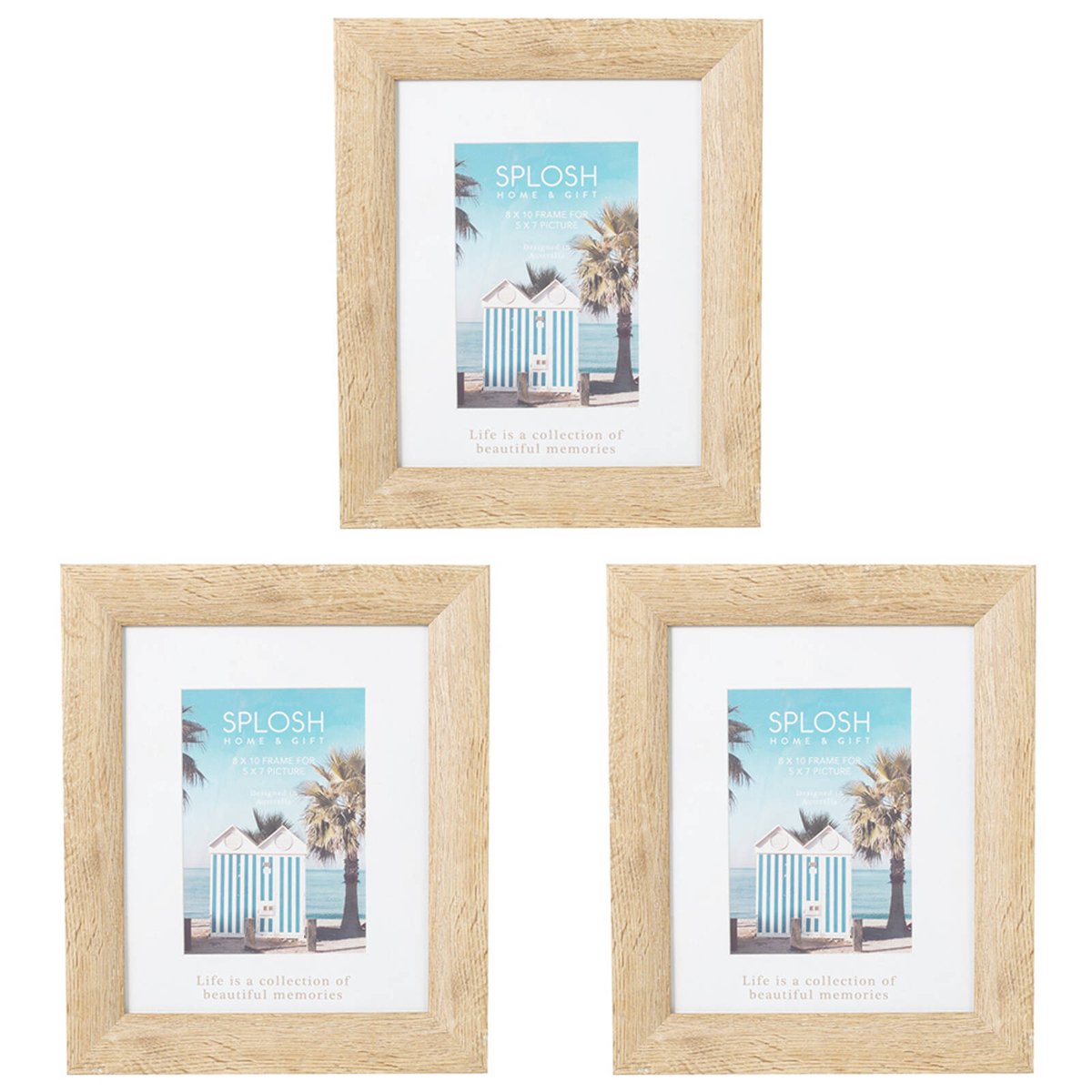 3PK Splosh Coast 5x7" Wooden Picture Frame Photo Holder Wall Hanging ...