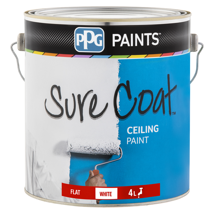 PPG Paints 4L White Flat White Sure Coat Ceiling Paint - 4L - Bunnings ...