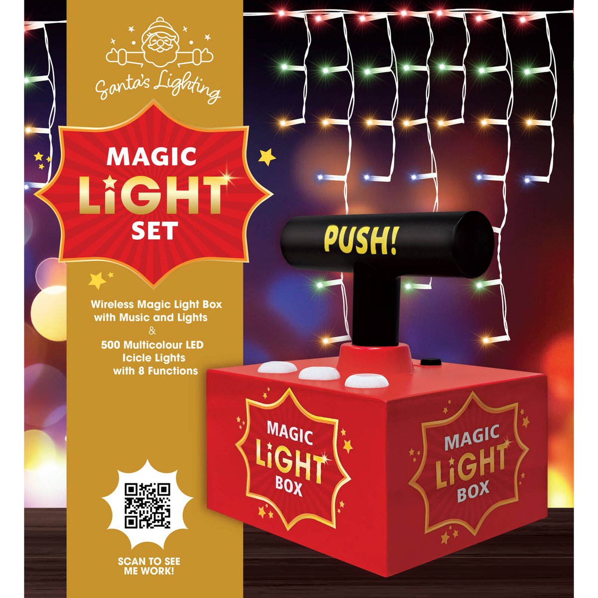 Santa's Lighting Magic Light Box And 500 LED Icicle Lights Set ...