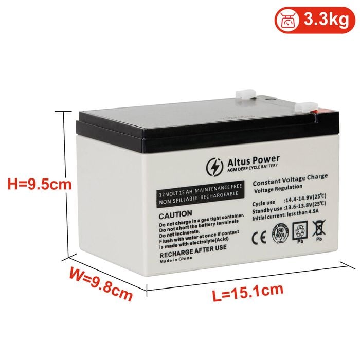 Altus 12V 15ah AGM Battery Deep Cycle SLA Lead Acid Battery - lead acid ...