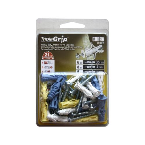 Cobra Assorted 176LE Triple Grip Anchor Kit - 20 Pack - Bunnings Australia