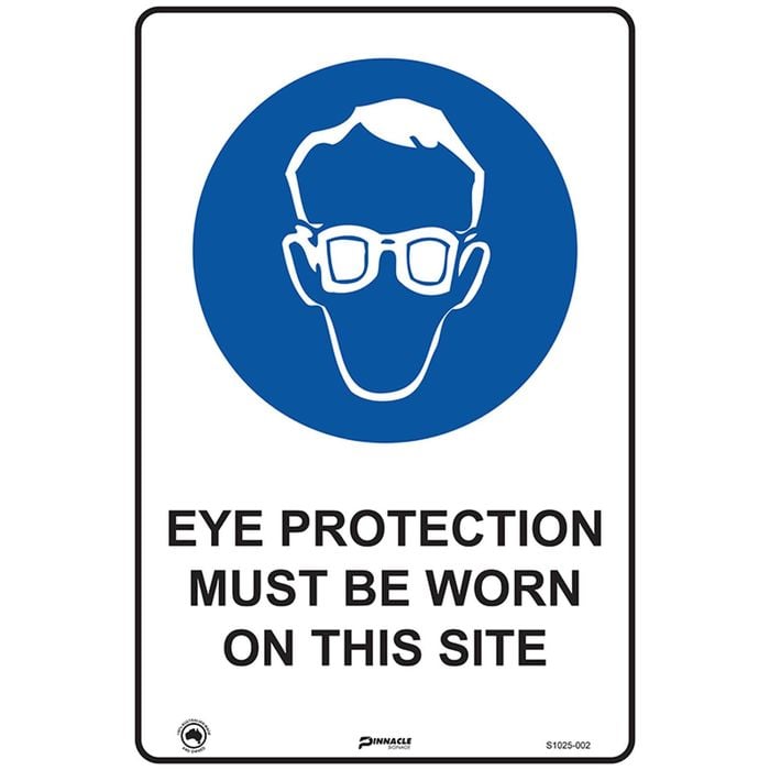 Pinnacle 600 x 400mm Metal Eye Protection Must Worn On This Site Sign ...
