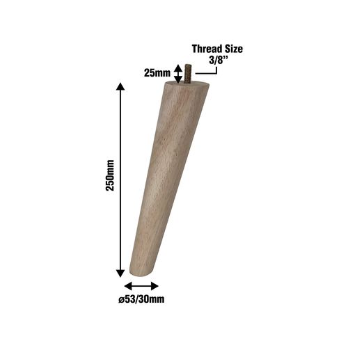 Adoored 53-30x250mm Round Raw Angled Tapered Furniture Leg - Bunnings ...
