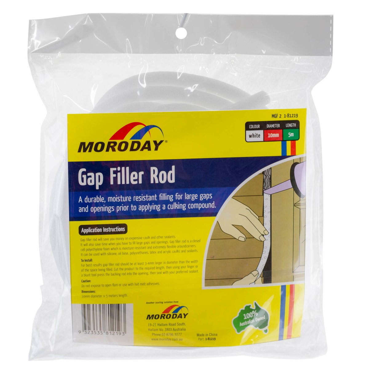 Moroday 10mm x 5m White Gap Filler Strip - Bunnings New Zealand