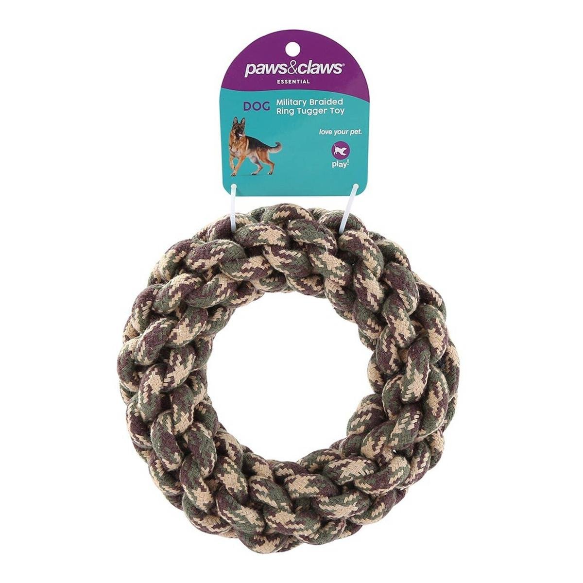 Paws & Claws Military 20x4cm Braided Ring Tugger Toy Assorted ...