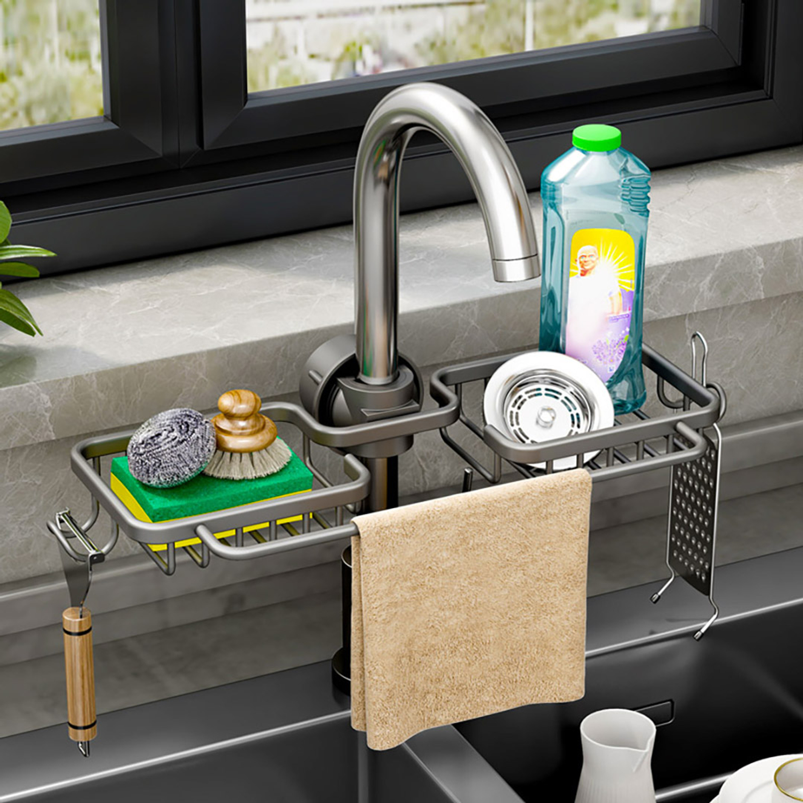Soga Dark Grey Kitchen Sink Organiser Bunnings Australia