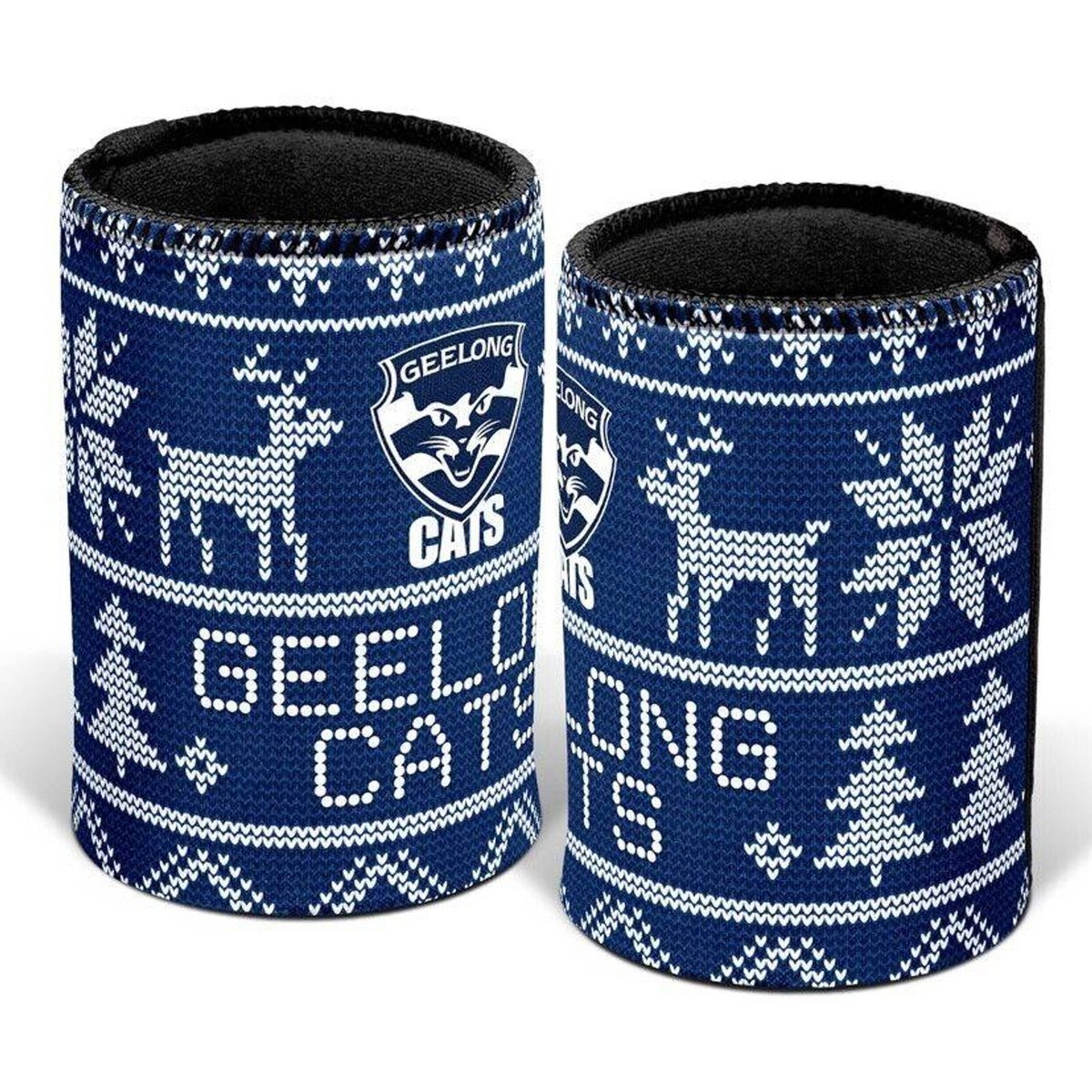 AFL Christmas Stubby Cooler - Geelong Cats - Rubber Base - XMAS ...
