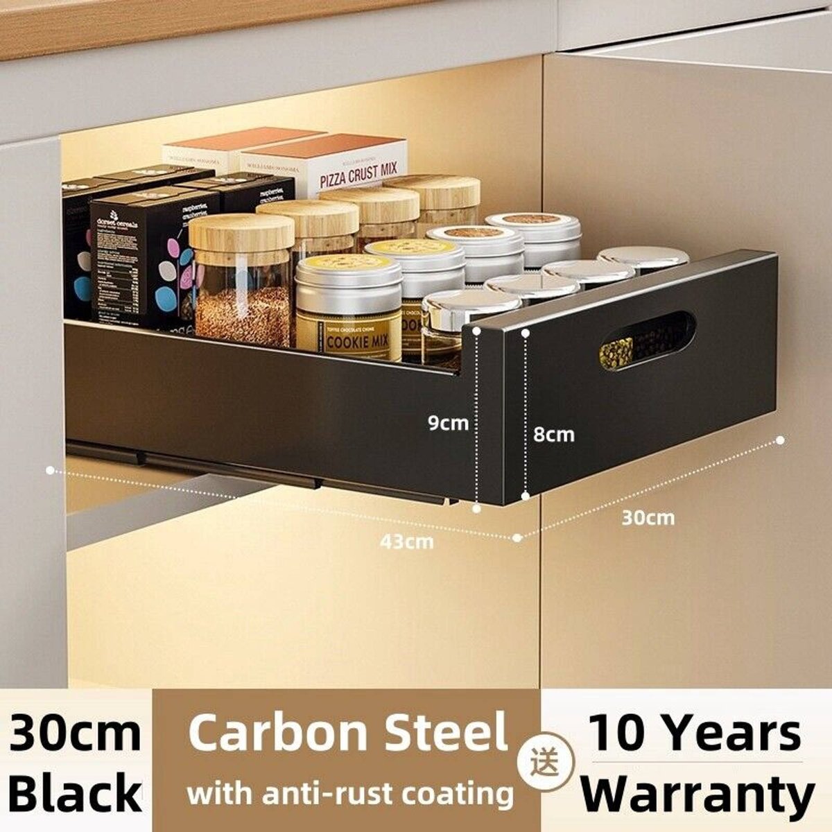 Kitchen Cabinet Pull Out Slide Drawer Shelf Organiser Rack Storage ...