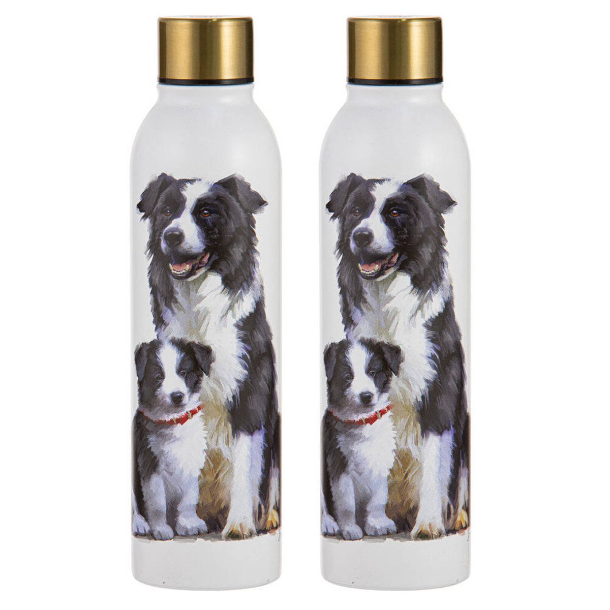 2PK Ashdene Puppy Love Border Collie Water Drink Bottle 24.5cm ...