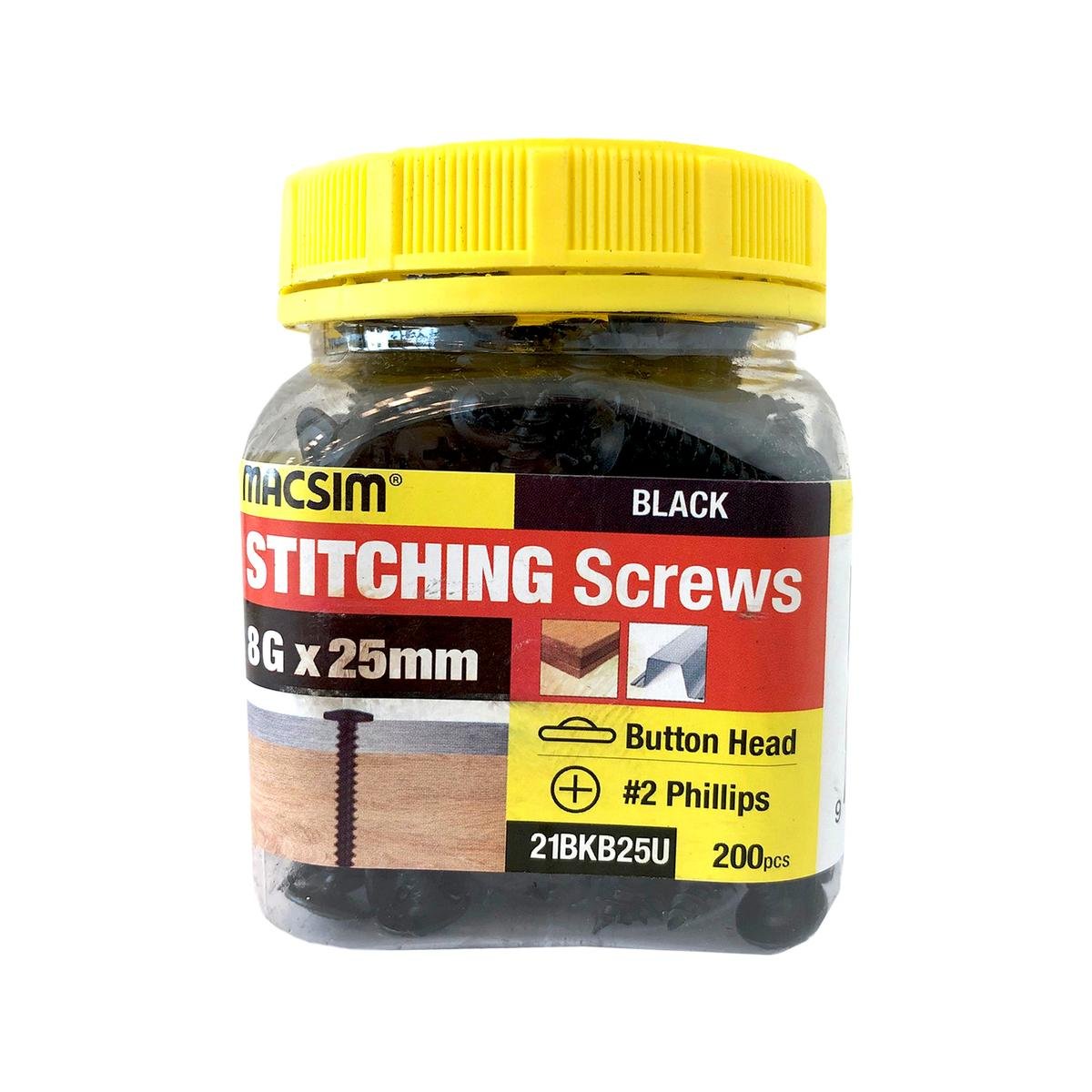 Macsim 8G x 25mm Black Stitching Screw - 200 Pack - Bunnings New Zealand