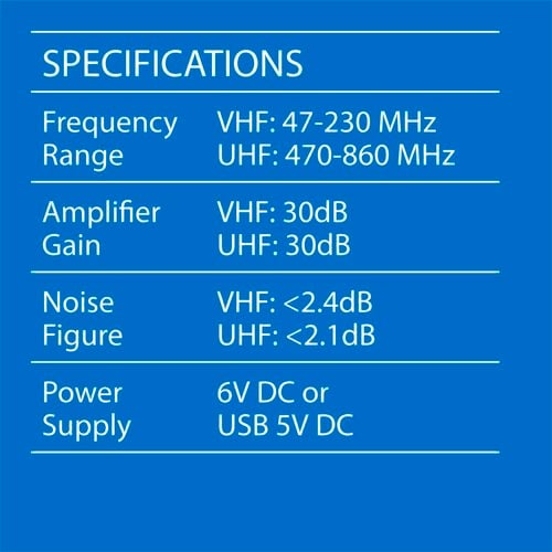 Antsig Indoor Antenna Amplifier With Separate VHF/UHF Gain Control ...