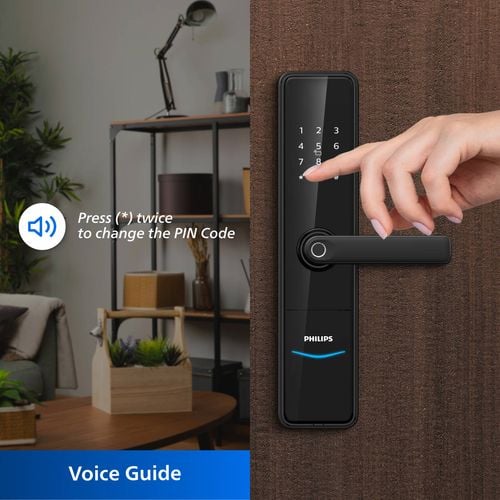 Philips Black EasyKey Fingerprint & Keypad Mortise Handle Lock ...