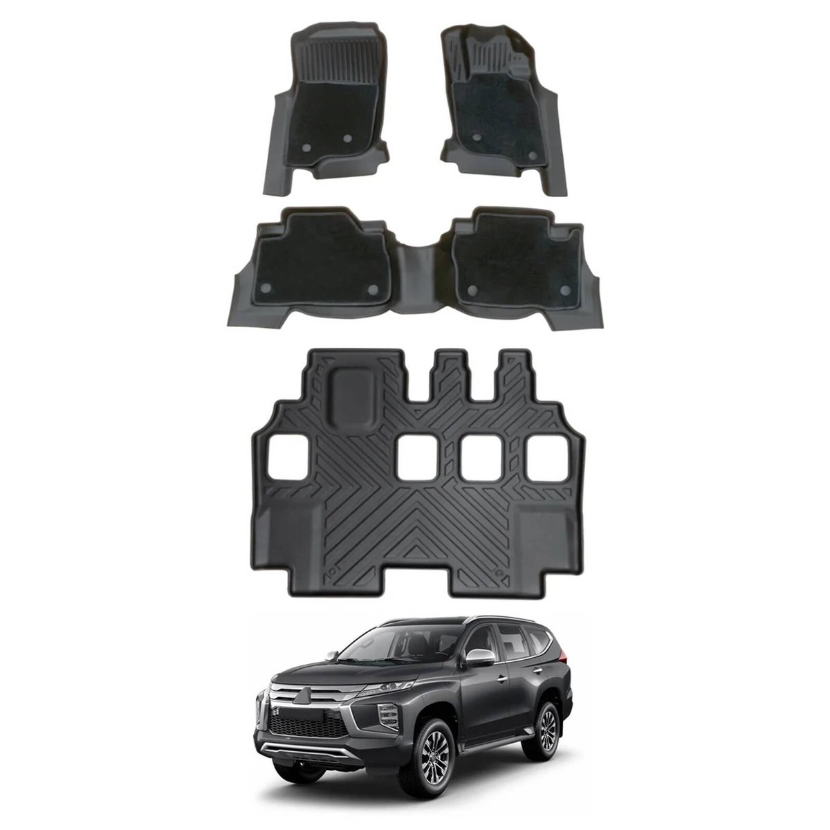 AUSGO Double-Layer Car Floor Mats for Mitsubishi Pajero Sport 7-Seat ...