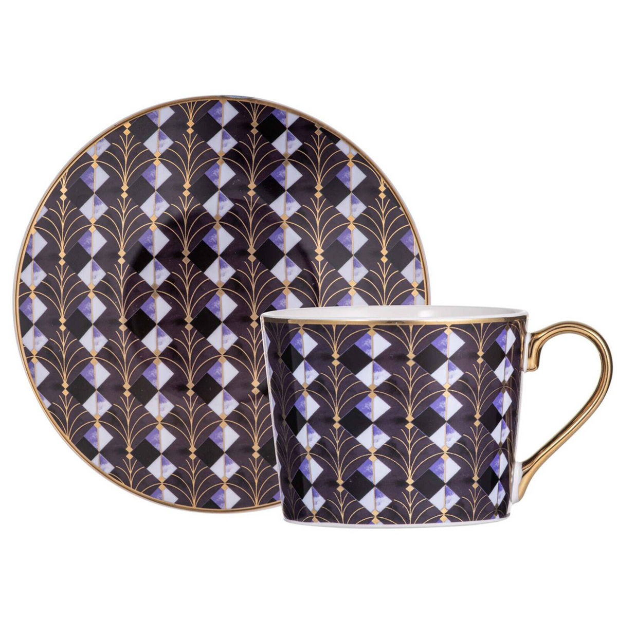 2pc Ashdene Decadence 15cm New Bone China Tea Cup/Saucer Set - Midnight ...