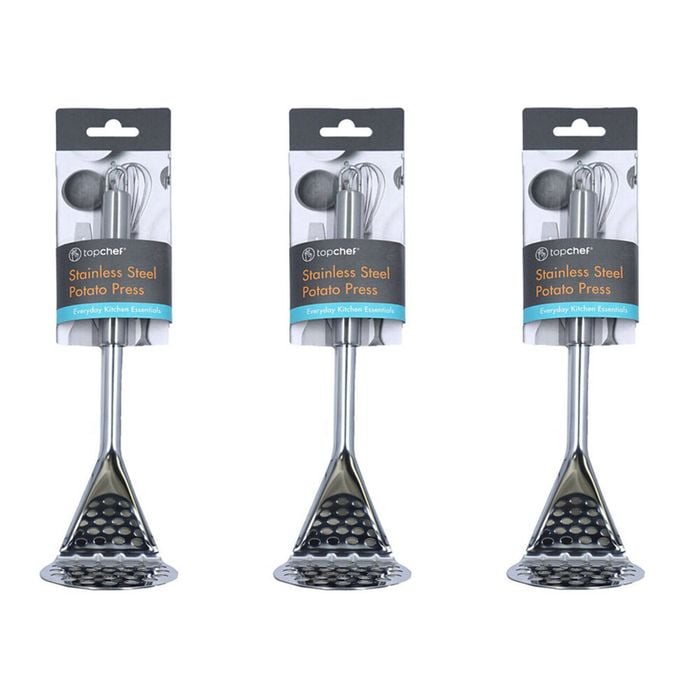 3PK Topchef Stainless Steel Potato Press Kitchen Utensil 25cm Silver ...