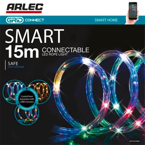 Arlec 15m Multi Coloured Smart Grid Connect Connectable LED Rope Light ...