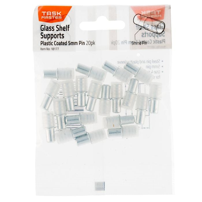 Taskmaster 5mm Plastic Coated Glass Shelf Supports - 20 Pack - Bunnings ...