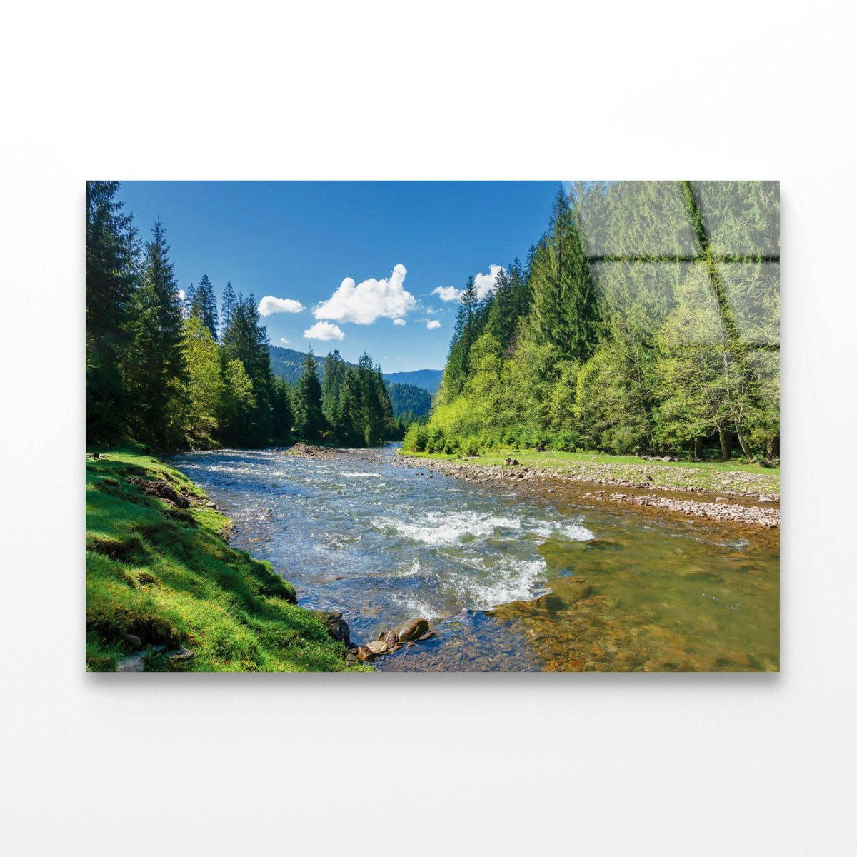 River among Spruce Forest Print 100% Australian Made 90 x 60cm (Acrylic ...