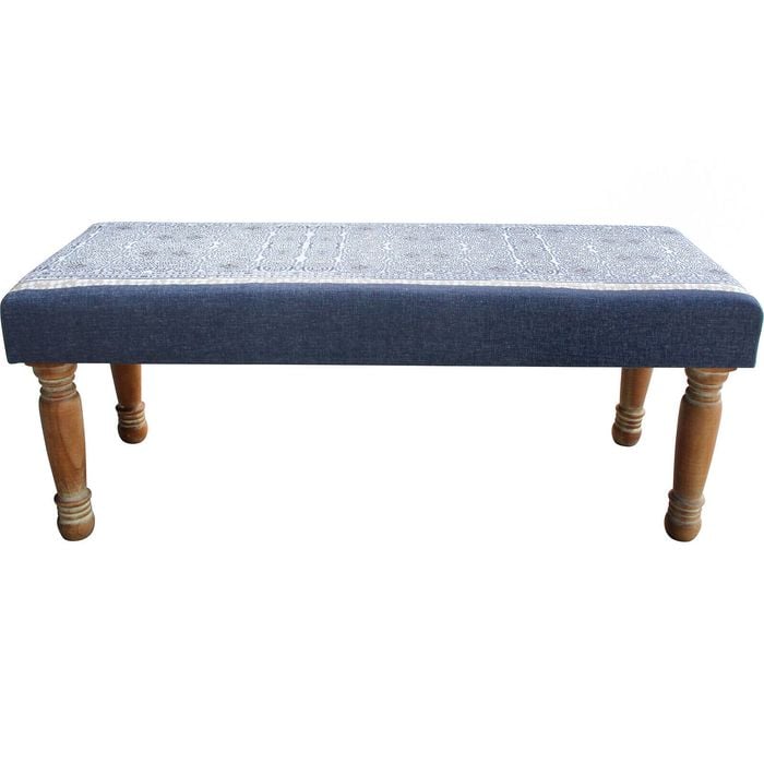 LVD Velvet Batik Block Print 101x41cm Wood Ottoman/Bench Rectangle ...
